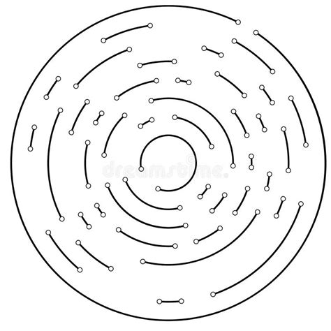 Circular Radial Lines With Nodes Points Stock Vector Illustration