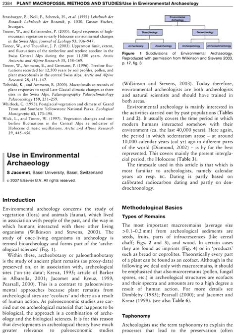 Pdf Plant Macrofossil Methods And Studies Use In Environmental