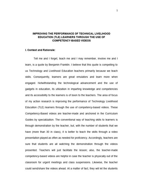 My Action Research Proposal 2 Pdf Teachers Learning