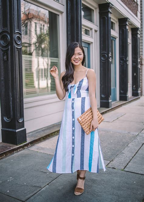 Blue And White Striped Dress Outfit Ideas
