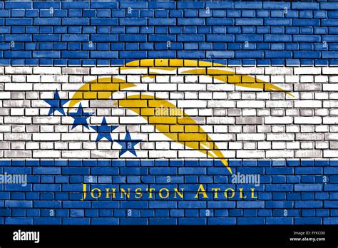 flag of Johnston Atoll painted on brick wall Stock Photo - Alamy