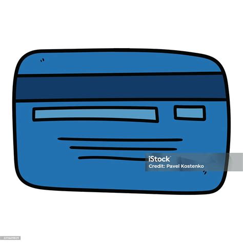 손으로 그린 만화 파란색 신용 카드 또는 직불 카드를 흰색 배경에 놓습니다 개념에 대한 스톡 벡터 아트 및 기타 이미지 개념 구매 금융 Istock