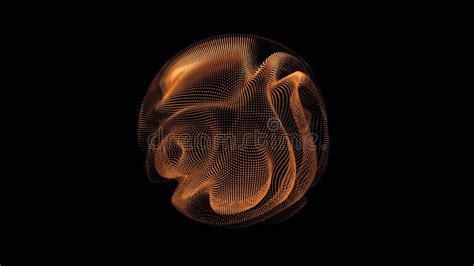 Looped Distortion Waves On Abstract Golden Sphere Of Particles Digital