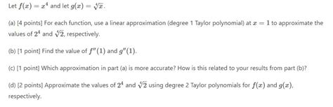 solved let f x x4 and let g x 4x a [4 points] for each