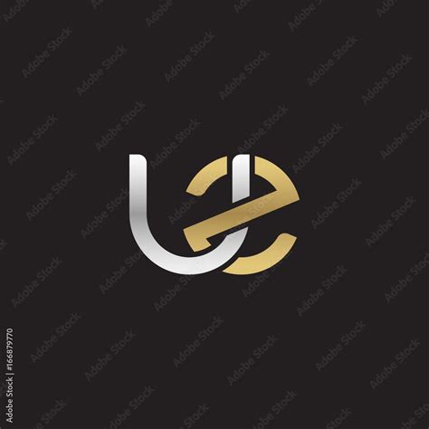 Initial Lowercase Letter Uz Linked Overlapping Circle Chain Shape Logo Silver Gold Colors On