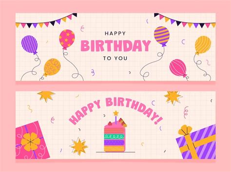 손으로 그린 생일 서식 파일 무료 벡터