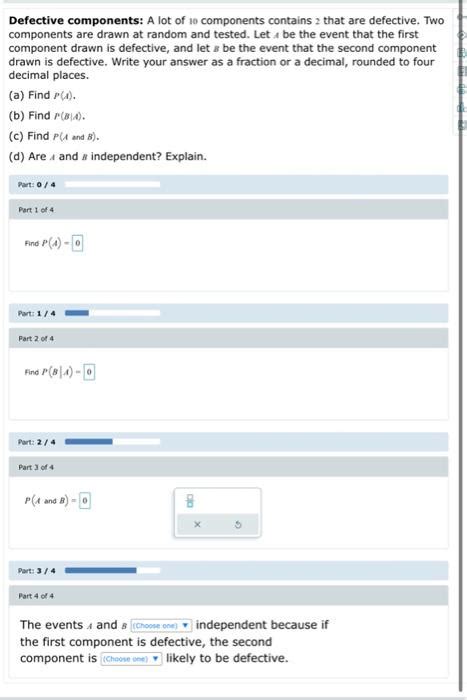 Solved Defective Components A Lot Of 10 Components Contains