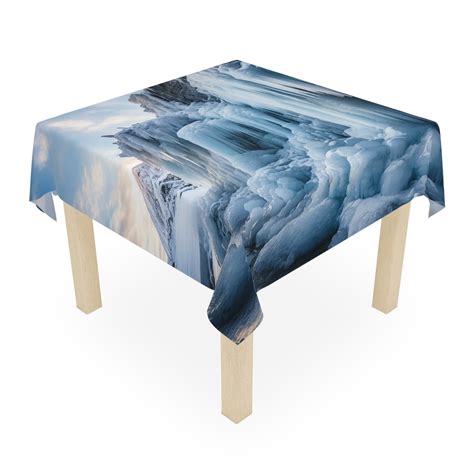 Frozen Waterfall Winter Tablecloth Decorative Christmas Tablecloth Winter Table Cover Scenic