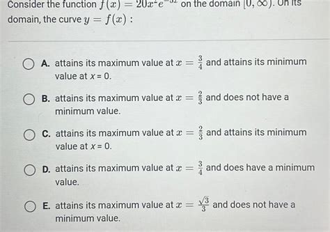 [answered] consider the function f x 20x e on the domain u on its kunduz