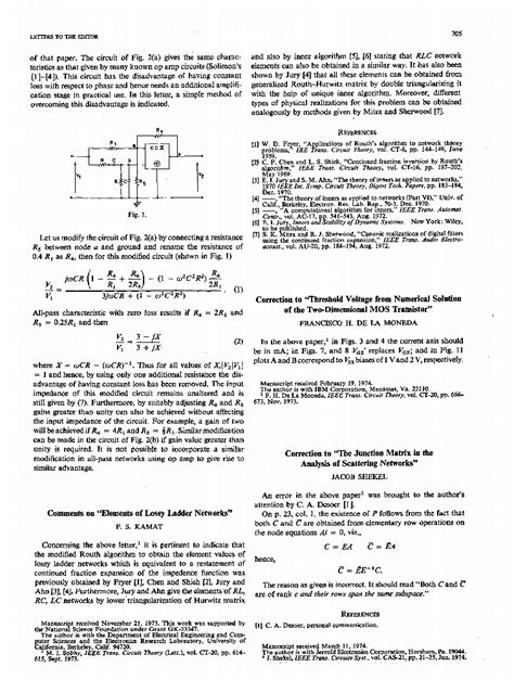 Comments On Elements Of Lossy Ladder Networks Ieee Journals