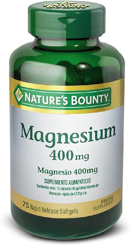 Natures Bounty Magnesium 400 Mg 75 Softgels Health