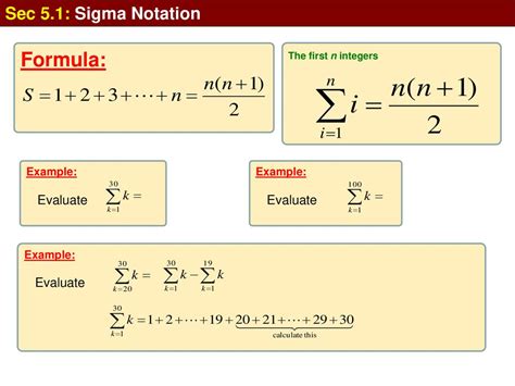 Sec 51 Sigma Notation Finite Sums And Sigma Notation Example Ppt
