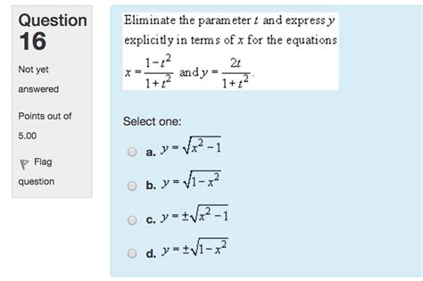 Solved Eliminate The Parameter T And Express Y Explicitly In
