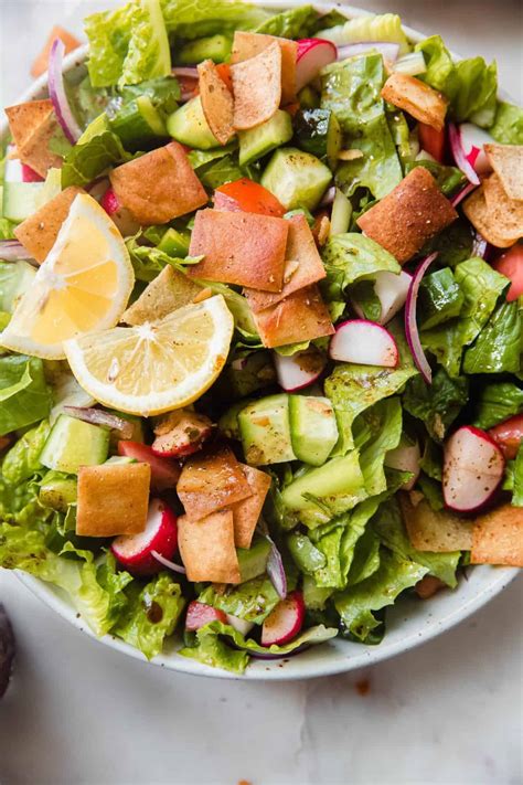 Lebanese Fattoush Salad Recipe With Crispy Pita Chips Little Spice Jar
