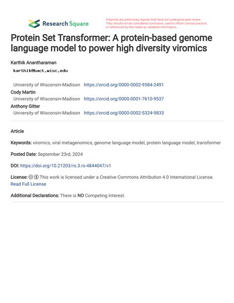 Pdf Protein Set Transformer A Protein Based Genome Language Model To