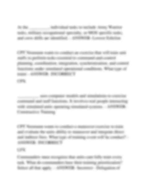 Army Training And Evaluation Metl Techniques And Methods Exams Nursing Docsity