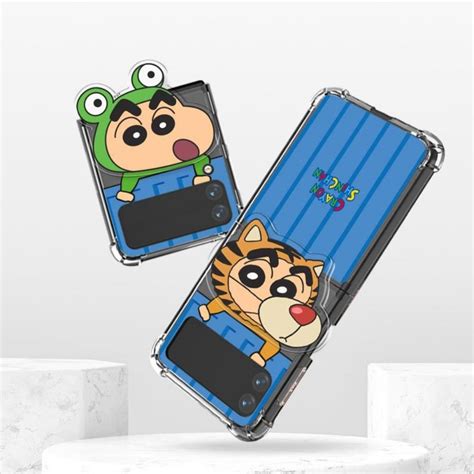 트코 케이스 갤럭시 Z플립 4 5 6 짱구는 못말려 애니멀코스튬 아크릴 스마트톡 투명 범퍼 에이블리