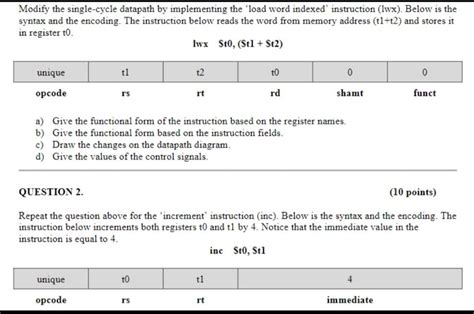 Solved Modify The Single Cycle Datapath By Implementing The Chegg