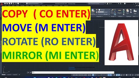 9 how to use copy rotate mirror move command autocadd full