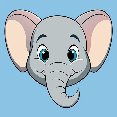Cute Elephant Face Cartoon Illustration Isolated 59552476 Vector Art At