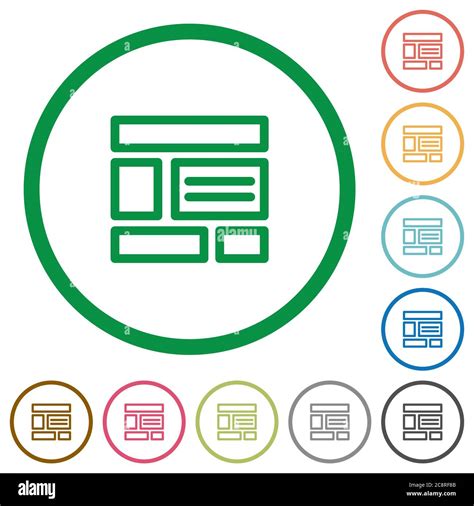 Set Of Web Layout Color Round Outlined Flat Icons On White Background Stock Vector Image And Art