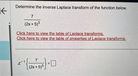determine the inverse laplace transform of the function below 7 2s