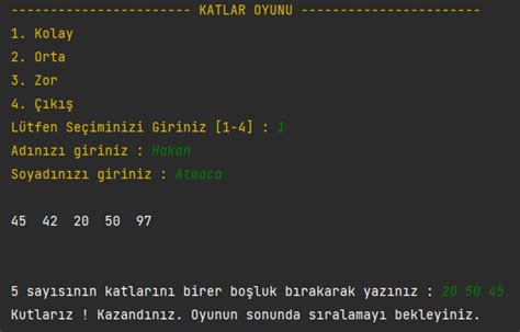 8 Python Ile Matematik Katlar Oyunu Sendekodla