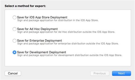 How Should I Understand Save For Development Deployment In Xcode For