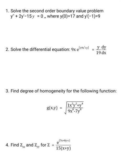 Solved 1 Solve The Second Order Boundary Value Problem Y