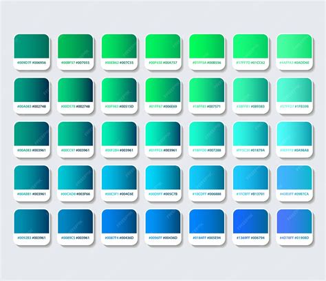 Green And Blue Color Palette With Hex Premium Vector
