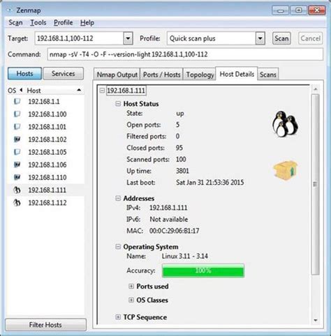 Zenmap Host Details
