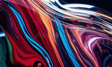 Colorful Abstract Glass With Vibrant Swirls And Reflections Showcasing Blend Of Red Blue And