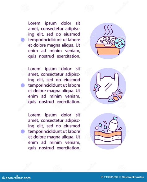 Microplastics Concept Line Icons With Text Stock Vector Illustration