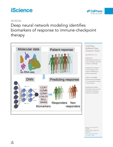 pdf deep neural network modeling identifies biomarkers of response to