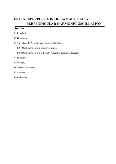 Superposition Of Two Mutually Perpendicular Harmonic Oscillation Unit
