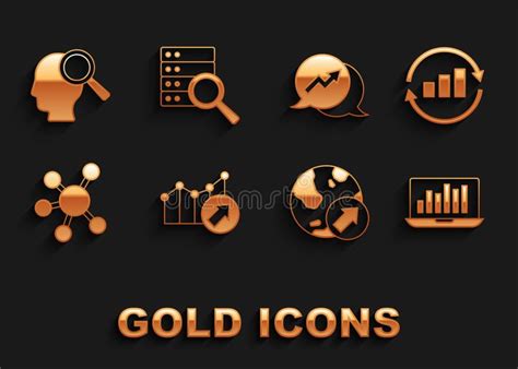 Set Financial Growth Graph Chart Infographic Laptop With Project