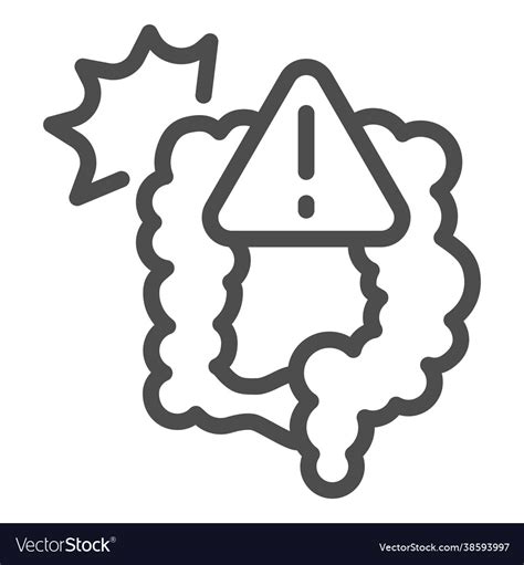 Pain And Bowel Problems Line Icon Officesyndrome Vector Image