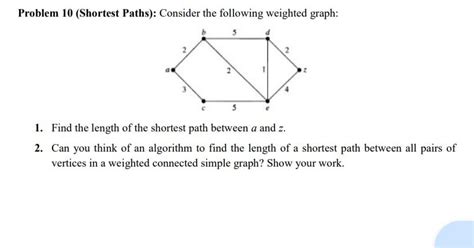 Solved Problem Shortest Paths Consider The Following Chegg