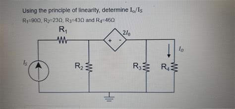 Solved Using The Principle Of Linearity Determine Io Is Chegg