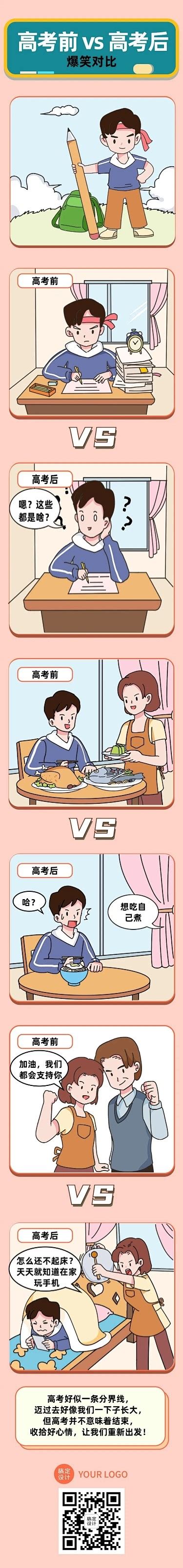 高考话题高考前后对比插画条漫
