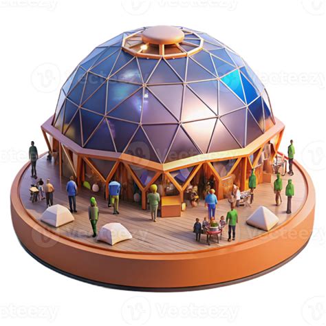Extraordinary Abstract A Bustling Marketplace Within A Giant Geodesic Dome Vibrant Colors Warm