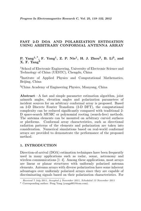 Pdf Fast 2 D Doa And Polarization Estimation Using Arbitrary