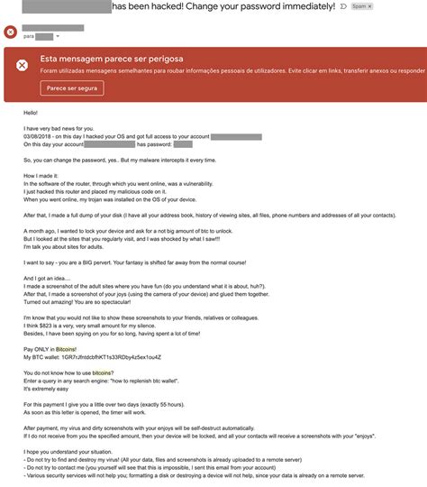 E mails de Sextortion extorsão sexual em esquema Ransomware