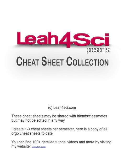 Leah4sci Orgo Cheat Sheet Collection Pdf