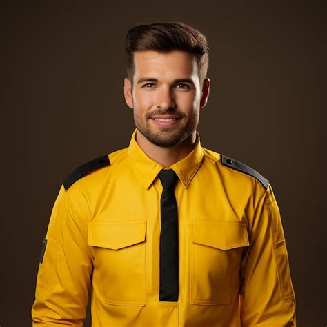Premium Photo Yellow Security Guard Services Isolated Background