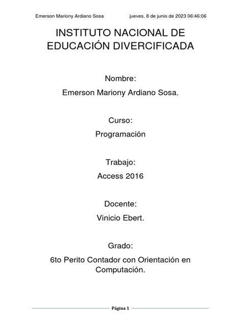 Access 2016 Mariony Sosa Pdf Microsoft Office Archivo De Computadora