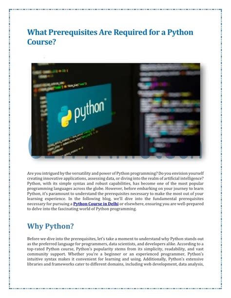 PPT What Prerequisites Are Required For A Python Course PowerPoint Presentation ID 13069747