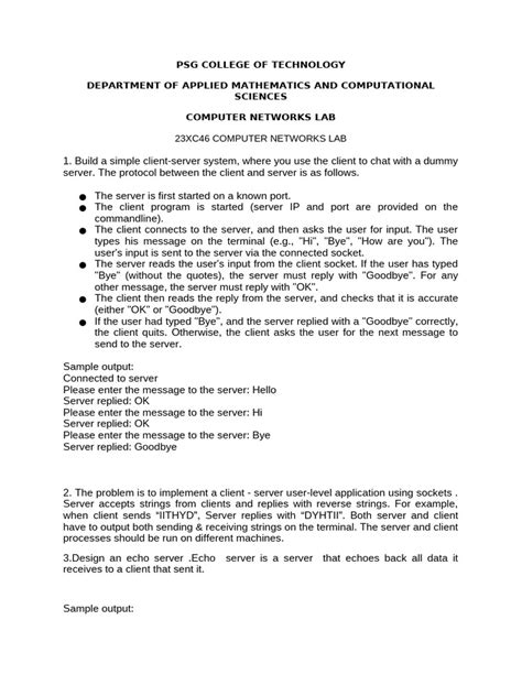 1socketprogramming Tcp3 Pdf Port Computer Networking Server
