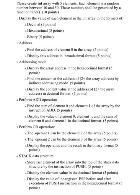 Solved Please Create Int Array With 5 Elements Each Element