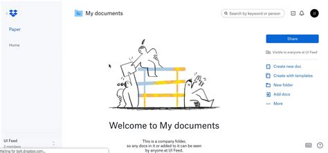 dropbox paper general browsing flow on web page flows